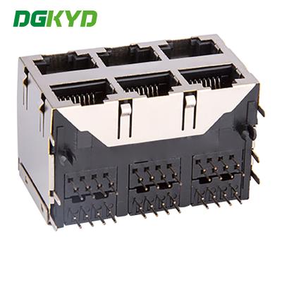 중국 DGKYD59212388HWA1DY1A062 RJ45 다포트 보호 연결 장치, 조명 없이 8P8C 이더넷 소켓, 격리 스프링 없이 판매용
