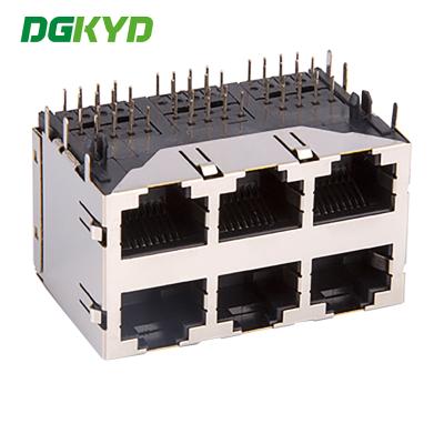 중국 DGKYD59212388HWA1DY1A062 RJ45 다포트 보호 연결 장치, 조명 없이 8P8C 이더넷 소켓, 격리 스프링 없이 판매용