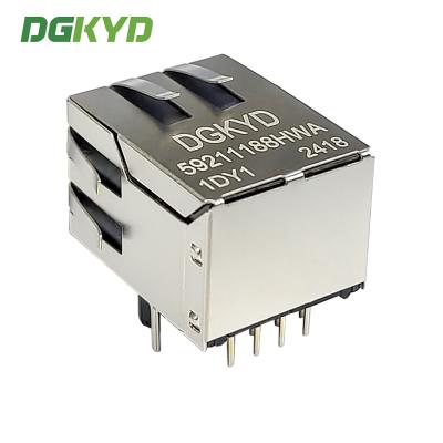 중국 RJ45 인터페이스 5921 둥근 핀과 스프링 클립 DGKYD59211188HWA1DY1과 단일 포트 보호 커넥터 판매용