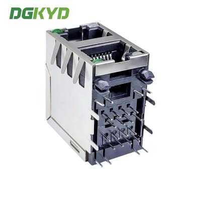 중국 RJ45 인터페이스 5921 시리즈 이더넷 소켓 2X1 포트 8P8C 단절 스프링과 모듈 소켓 DGKYD59212188DE6A1DY1C022 판매용