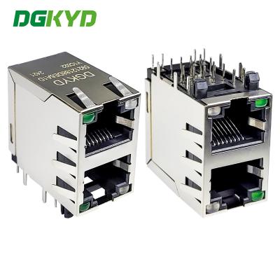 China RJ45 interface 5921 series Ethernet socket 2X1 port 8P8C modular socket with isolation spring DGKYD59212188DE6A1DY1C022 for sale