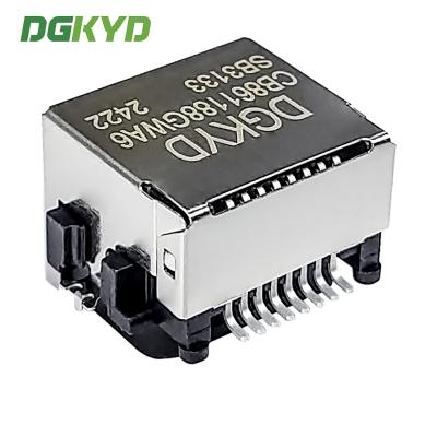 China RJ45 Connector 1X1 8P8C Sinking Plate 8.6 3U Interface RJ45 SMT Connector DGKYDCB861188GWA6SB3133 for sale