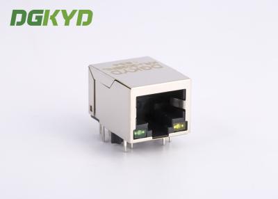 China Single Port Gigabit Ethernet 10 Pins PCB RJ45 Modular Jack, G/Y Led for sale