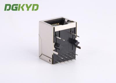 China Single Port Gigabit Ethernet 10 Pins PCB RJ45 Modular Jack, G/Y Led for sale