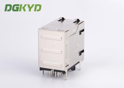 중국 PCB 신청을 위한 듀얼포트 RJ45 여성 잭이 2x1 Shieded Cat5e 네트워크 연결관에 의하여 겹쳐 쌓였습니다 판매용