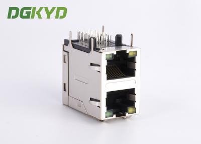 중국 PCB 신청을 위한 듀얼포트 RJ45 여성 잭이 2x1 Shieded Cat5e 네트워크 연결관에 의하여 겹쳐 쌓였습니다 판매용