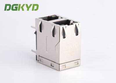 중국 PCB 신청을 위한 듀얼포트 RJ45 여성 잭이 2x1 Shieded Cat5e 네트워크 연결관에 의하여 겹쳐 쌓였습니다 판매용