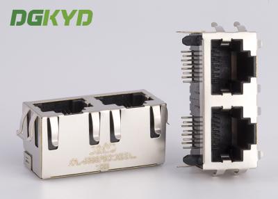 China KRJ - 56S8P8C1X2ENL-het Metaal beschermde 2 Haven Rj45 Vrouwelijk Jack No LEDS Tab Up Te koop