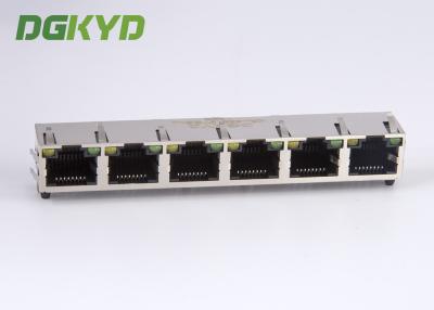 China EMI Tabs 6 port ganged rj45 ethernet connector 8p8c tab up for sale