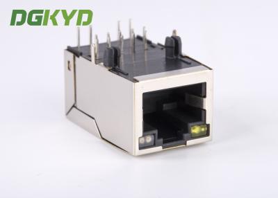 China Ethernet Magnetic socket RJ45 with Transformer 1000 BASE-TX 10P8C tab up OEM/ODM for sale