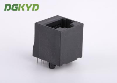 China PBT Black 180 Degree RJ45 Single Port , CAT6 10 Pins 10 Contacts RJ45 Keystone Jack RJ45 With Transformer for sale