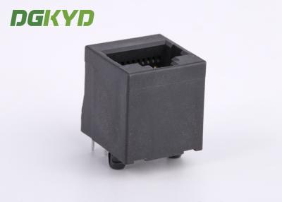 China PBT Black 180 Degree RJ45 Single Port , CAT6 10 Pins 10 Contacts RJ45 Keystone Jack RJ45 With Transformer for sale