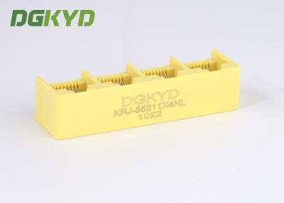 China Yellow plastic housing 1X4 Multi Port RJ45 connectors ethernet female socket for sale