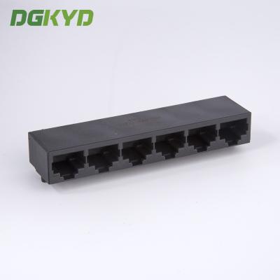 Cina PBT anneriscono l'abitazione 1x6 della presa laterale del commutatore di Ethernet dell'entrata dei connettori dei porti RJ45 in vendita