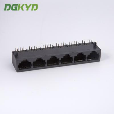 Cina PBT anneriscono l'abitazione 1x6 della presa laterale del commutatore di Ethernet dell'entrata dei connettori dei porti RJ45 in vendita