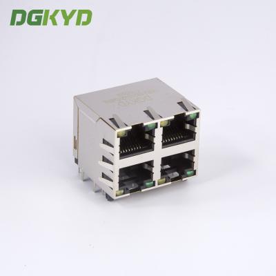 China Shield Dual Deck 2x2 Rj45 Lan Modular Jack Four Ports Network Switch Connector for sale