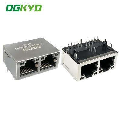 China RJ45 Network Interface 8P10C Modular Connector With Light Strip Shielding DGKYD212Q106CD2A4D for sale
