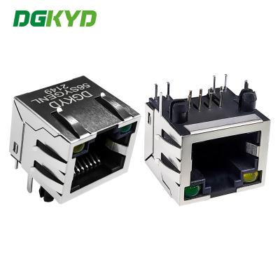China RJ45 connector 8P8C 56 single port with light and shielding network interface DGKYD-56SYGENL for sale