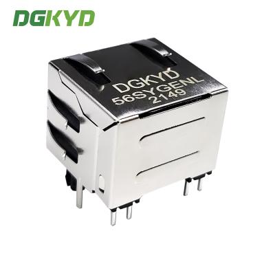 China RJ45 connector 8P8C 56 single port with light and shielding network interface DGKYD-56SYGENL for sale