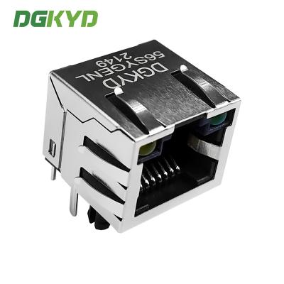 China RJ45 connector 8P8C 56 single port with light and shielding network interface DGKYD-56SYGENL for sale