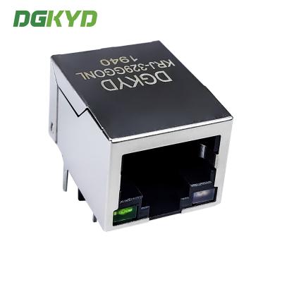 中国 RJ45ネットワークインターフェイス LEDライト ギガビットイーサネットコネクタ水平ソケット KRJ-329GGONL 販売のため