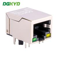 China RJ45 Ethernet Socket 100Mbps with POE Interface & Integrated Filter - 8 Position Right Angle PCB Mount for sale