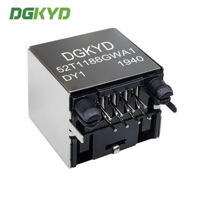 China 180 Degree RJ45 Vertical Interface With Shielded Mesh Socket Without Built-in Transformer DGKYD52T1188GWA1DY1 for sale