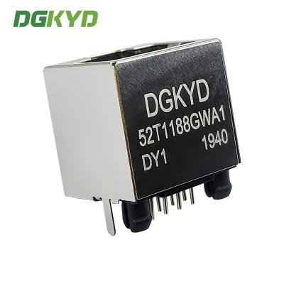China 180 Degree RJ45 Vertical Interface With Shielded Mesh Socket Without Built-in Transformer DGKYD52T1188GWA1DY1 for sale