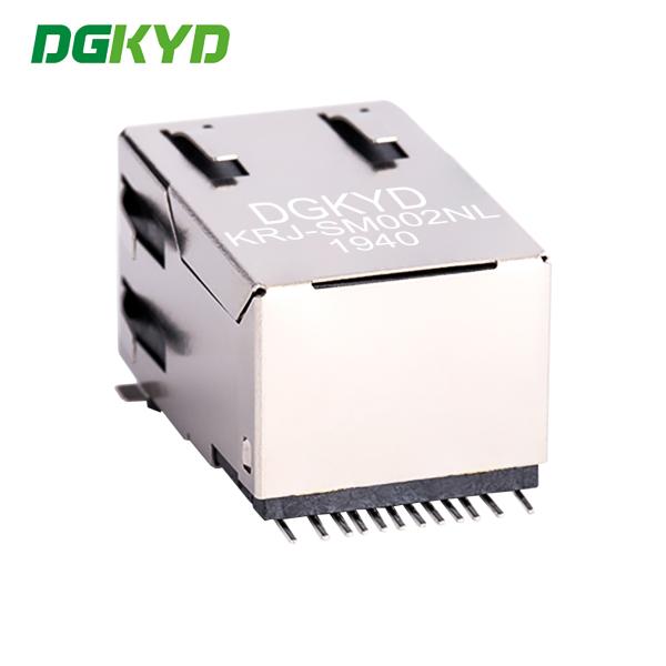 Metal Shielded RJ45 PCB Connector SMT CAT5 Rj45 Magnetic Jack , G/Y LED RJ45 Ethernet port 100Mbps network transformer KRJ-SM002NL
