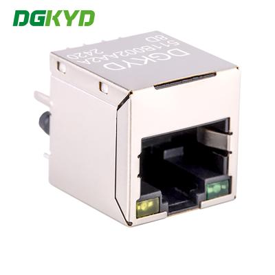 China RJ45 Vertical Interface 180 Degree Network Connector 100MB Transformer DGKYD511B002AA2A8D for sale