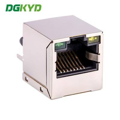 China RJ45 Vertical Interface 180 Degree Network Connector 100MB Transformer DGKYD511B002AA2A8D for sale