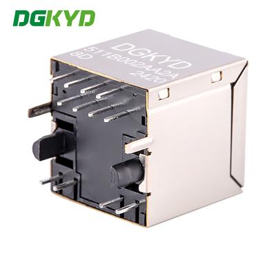 China RJ45 Vertical Interface 180 Degree Network Connector 100MB Transformer DGKYD511B002AA2A8D for sale