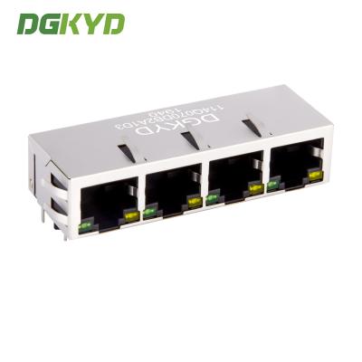 China RJ45 quad port RJ45 network port integrated gigabit transformer network connector With Transformer For Ethernet Switc DGKYD114Q070DB2A1D3 for sale