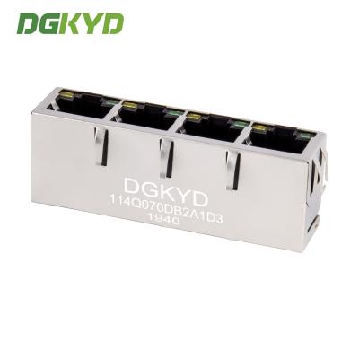 China RJ45 quad port RJ45 network port integrated gigabit transformer network connector With Transformer For Ethernet Switc DGKYD114Q070DB2A1D3 for sale