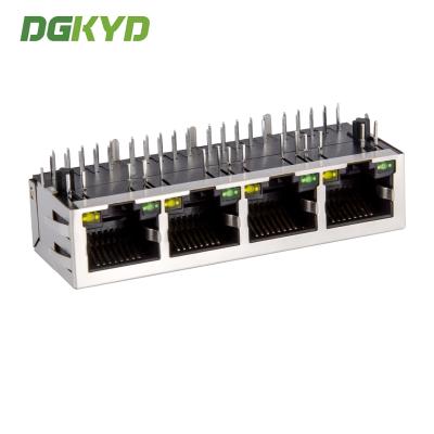 China RJ45 quad port RJ45 network port integrated gigabit transformer network connector With Transformer For Ethernet Switc DGKYD114Q070DB2A1D3 for sale