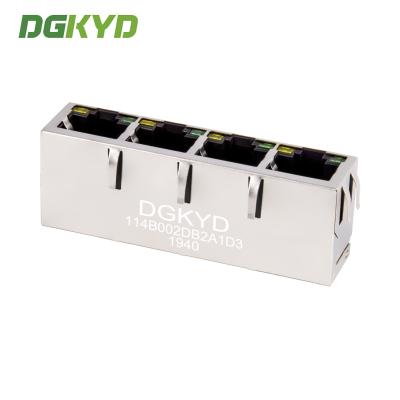 China Four In One RJ45 Connector, 100Mbps Integrated Filter With Light Strip And Shielding Shell DGKYD114B002DB2A1D3 for sale
