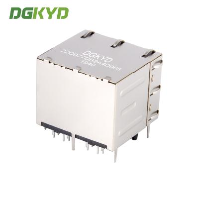 中国 シールド 2X2 ダブルデック 4ポート 1000M Cat6 RJ45 モジュラージャック イーサネットフィルター DGKYD22Q077DB2A4D068 販売のため