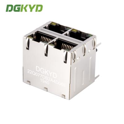 中国 シールド 2X2 ダブルデック 4ポート 1000M Cat6 RJ45 モジュラージャック イーサネットフィルター DGKYD22Q077DB2A4D068 販売のため