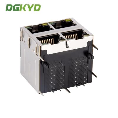 中国 シールド 2X2 ダブルデック 4ポート 1000M Cat6 RJ45 モジュラージャック イーサネットフィルター DGKYD22Q077DB2A4D068 販売のため