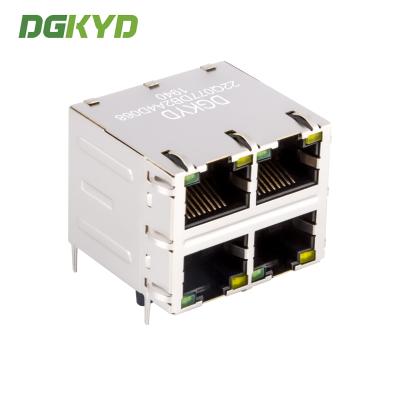 中国 シールド 2X2 ダブルデック 4ポート 1000M Cat6 RJ45 モジュラージャック イーサネットフィルター DGKYD22Q077DB2A4D068 販売のため