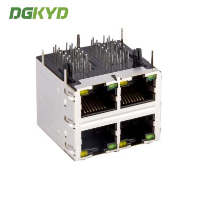 中国 シールド 2X2 ダブルデック 4ポート 1000M Cat6 RJ45 モジュラージャック イーサネットフィルター DGKYD22Q077DB2A4D068 販売のため