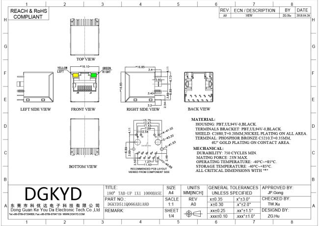 Vertical RJ45 connector product image