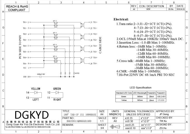 Vertical RJ45 connector product image