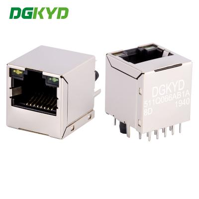 China Vertical RJ45 connector 180 degree straight insertion gigabit integrated filter DGKYD511Q066AB1A8D for sale
