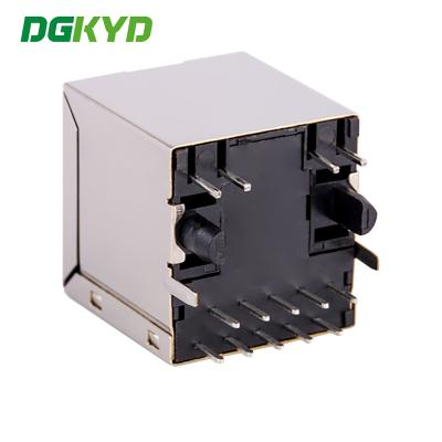 China Vertikaler RJ45-Steckverbinder 180 Grad gerade Einsteckrichtung Gigabit integrierter Filter DGKYD511Q066AB1A8D zu verkaufen