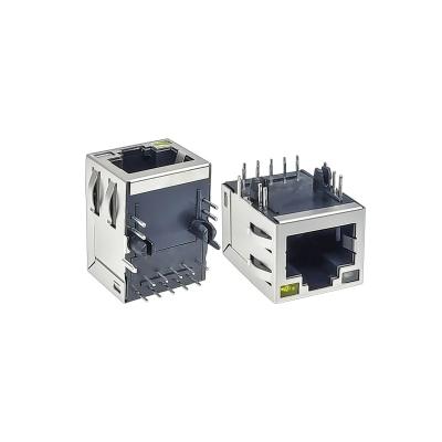 China DGKYD RJ45 10P8C Network Jack with Dual-Color LED 6U Gold Plating for sale