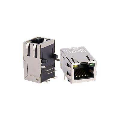 China RJ45 Single Port Connector 100Mbps with LED Yellow Green for PCB for sale