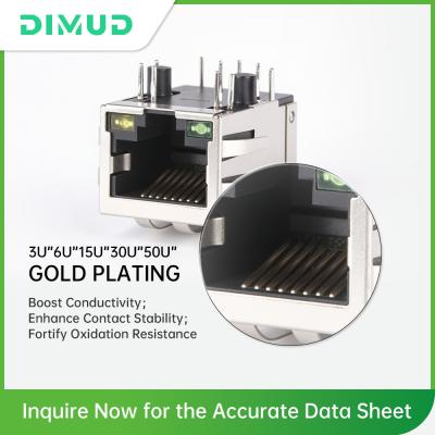 China DGKYD RJ45 Connector 6U Gold Plated Gigabit Single Port with Transformer for sale