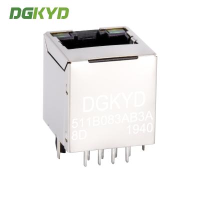 China 16.9MM height Cat5e Rj45 Lan Jack , vertical RJ45 modular jack with magnetic DGKYD511B083AB3A8D for sale