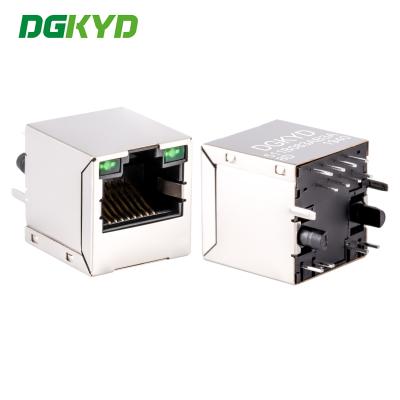 China 16.9MM height Cat5e Rj45 Lan Jack , vertical RJ45 modular jack with magnetic DGKYD511B083AB3A8D for sale